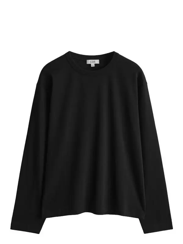 Cos Relaxed Jersey Interlock Long-sleeved T-shirt - Black