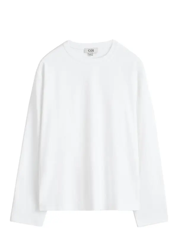 Cos Relaxed Jersey Interlock Long-sleeved T-shirt - White