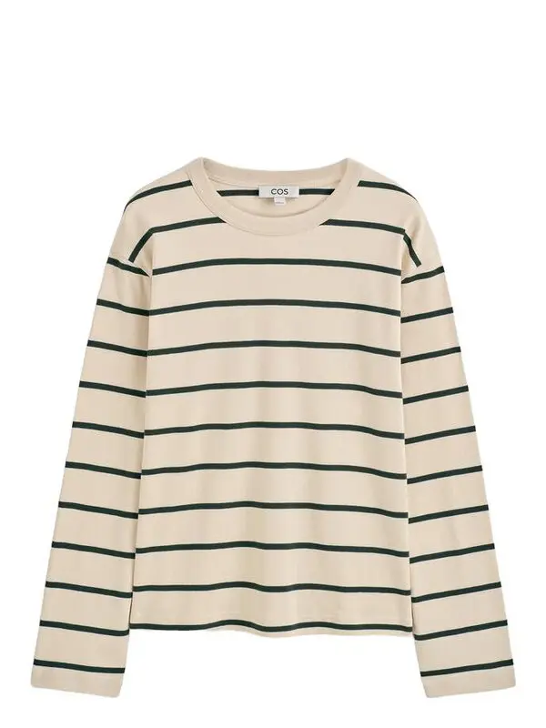 Cos Relaxed Jersey Interlock Long-sleeved T-shirt - White