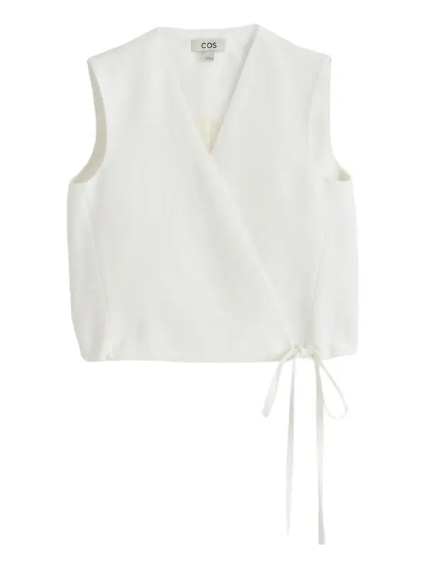 Cos Tie-detail Linen-blend Wrap Vest - White