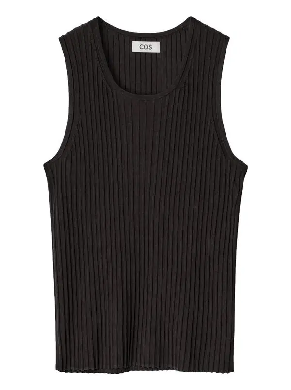 Cos Silk-cotton Ribbed Tank Top - Brown