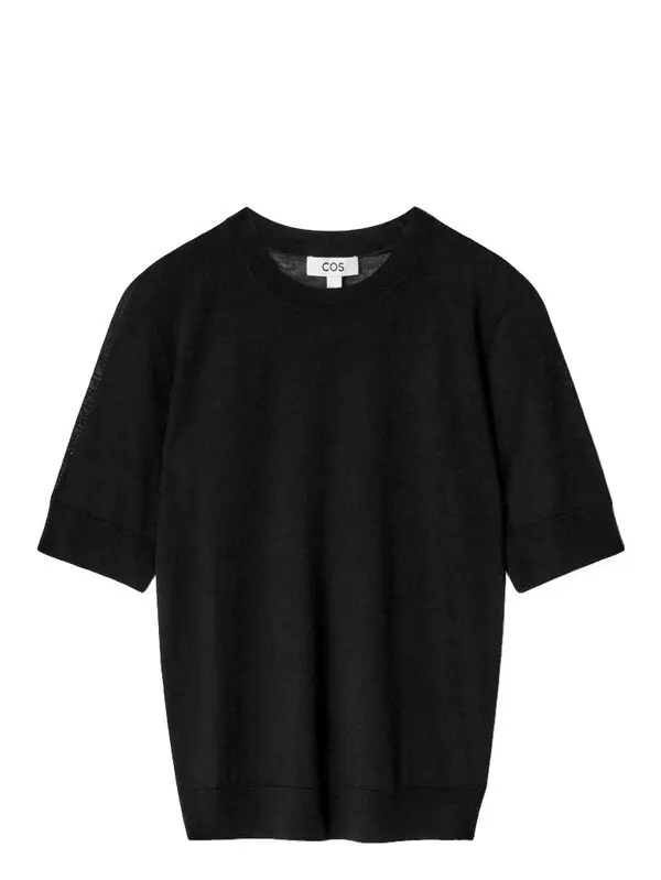 Cos Slim Merino Wool Seamless T-shirt - Black