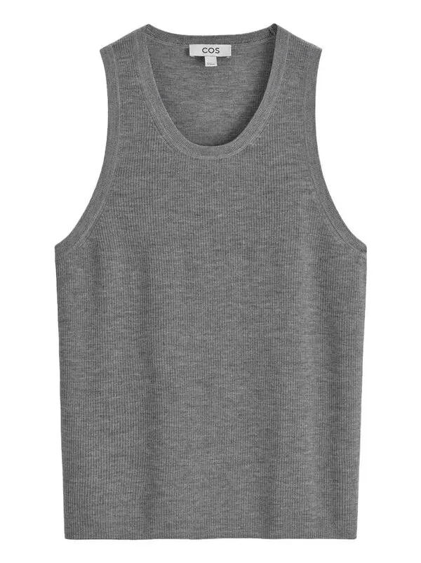 Cos Ribbed Merino Wool Knit Tank Top - Gray