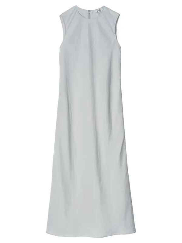 Cos Bias Cut Linen Blend Midi Dress - Turquoise
