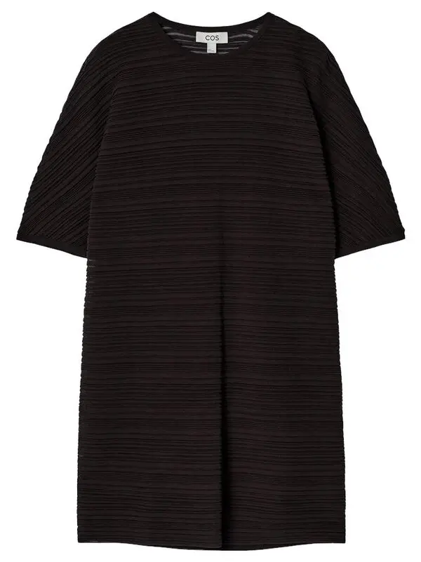 Cos Pleated Knit Mini Dress - Brown