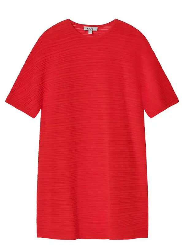 Cos Pleated Knit Mini Dress - Orange