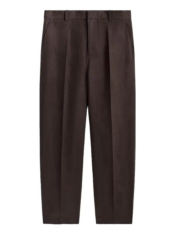 Cos Relaxed Fit Tapered Linen Pants - Brown