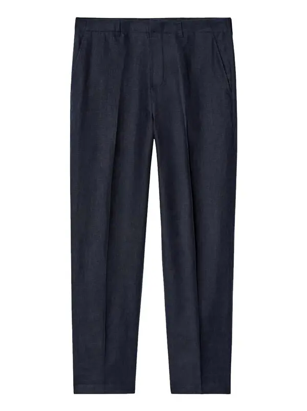 Cos Relaxed Fit Tapered Linen Pants - Navy