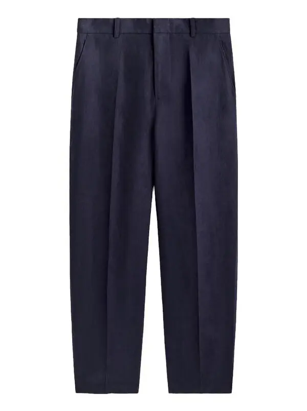 Cos Relaxed Fit Tapered Linen Pants - Navy