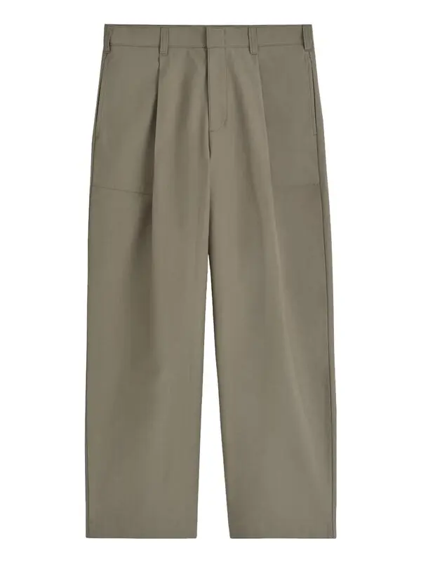 Cos Wide-leg Cotton-twill Trousers - Beige