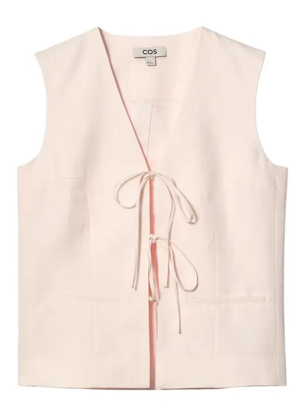 Cos Linen-blend Tie-front Vest - Pink