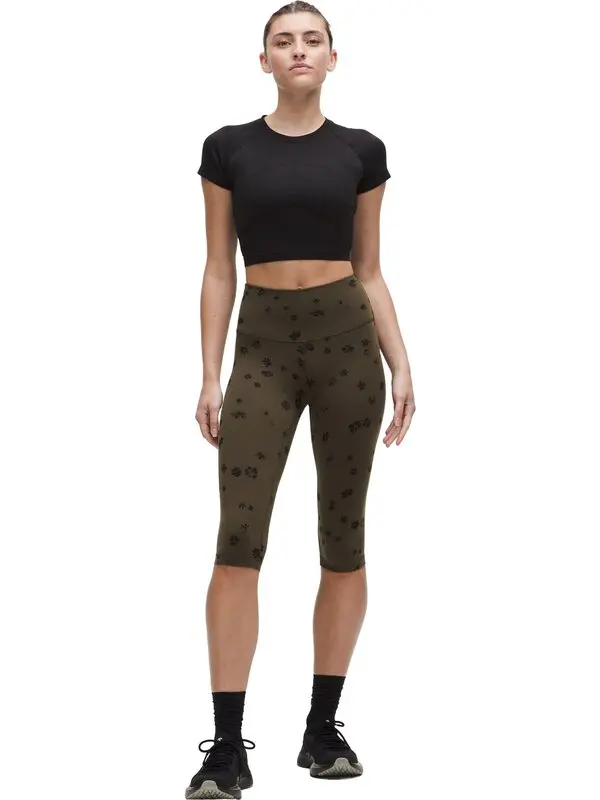 Lululemon Wunder Train High-rise Crop 15 - Floral Breeze Olive Brown Black
