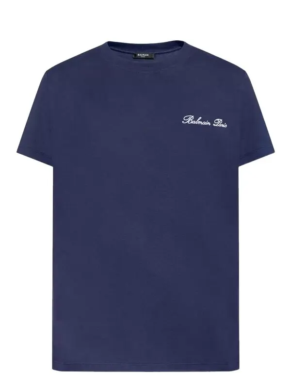Balmain Embroidered-logo T-shirt - Blue