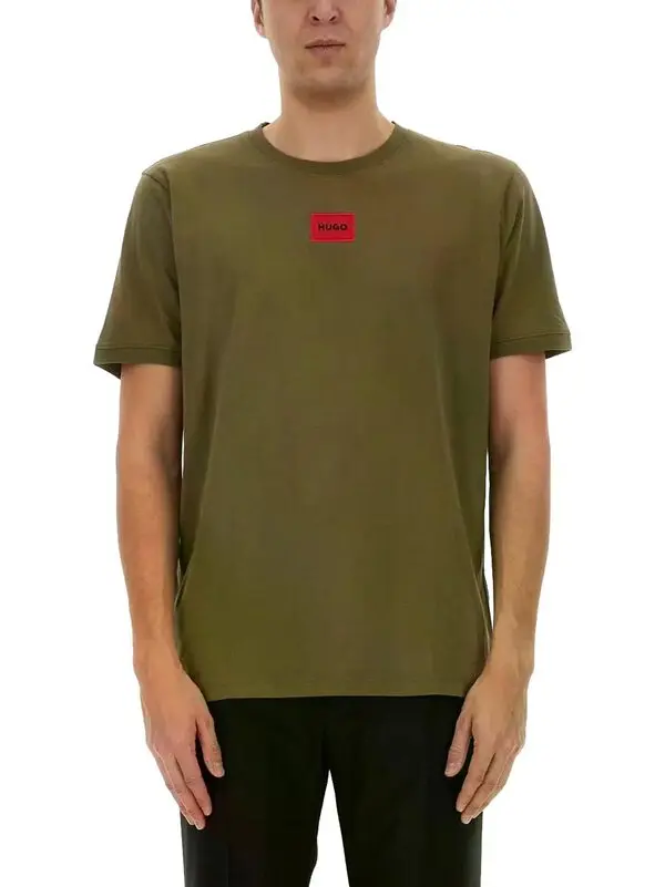 Hugo Logo-patch Crew-neck T-shirt - Green