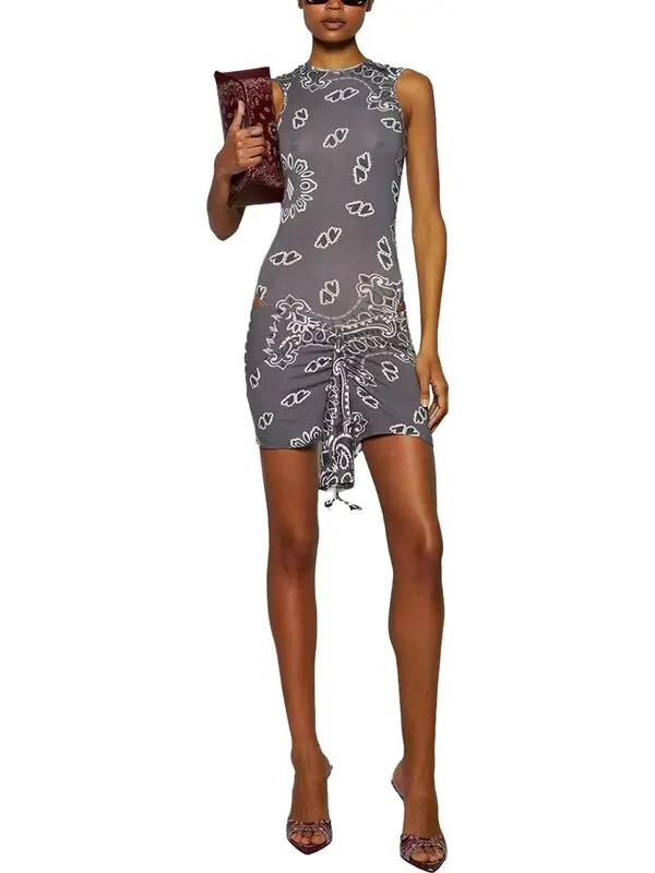 Attico Bandana-print Mini Dress - Grey