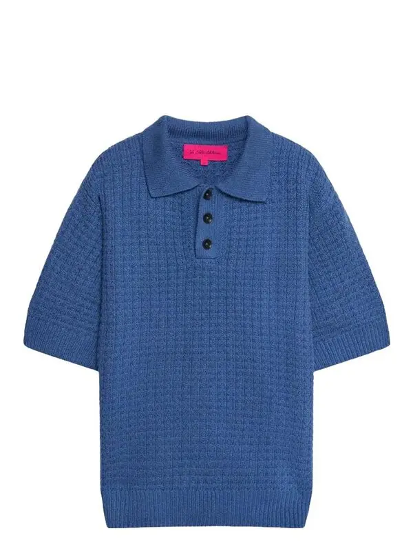 THE ELDER STATESMAN Nora Lite Check Polo - Blue