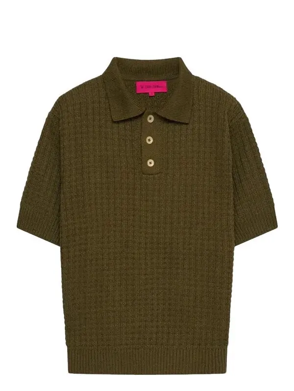 THE ELDER STATESMAN Nora Lite Check Polo - Kelp