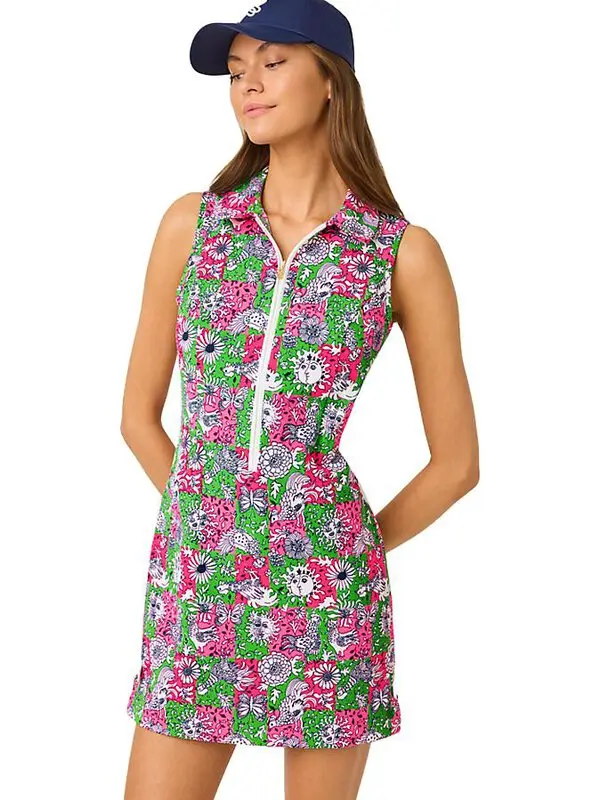 Lilly Pulitzer® Upf 50+ Luxletic Kathy Bow Dress - Cherry Blossom Pink Lil Chicken Check Golf