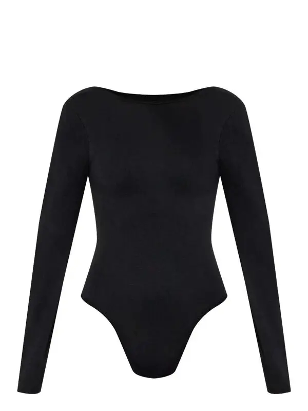 HEIST Long-sleeve Open-back Bodysuit - Black