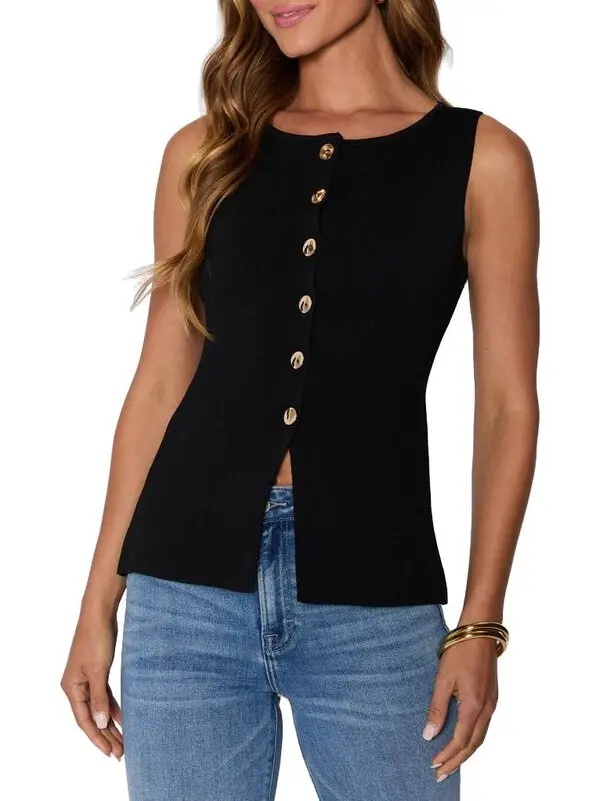 VICI Button-up Sleeveless Vest - Black
