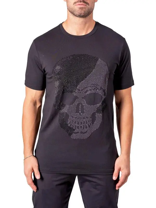 MACEOO Pixel Skull Graphic T-shirt - Black