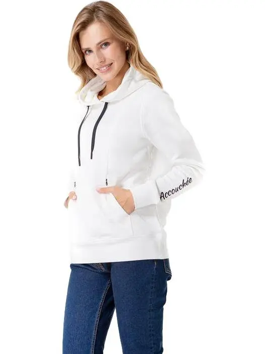 ACCOUCHEE Iconic Maternity/nursing Hoodie - Egg Shell