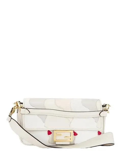 FWRD RENEW Fendi Mink Fur Nappa Faces Baguette Shoulder Bag - Ivory
