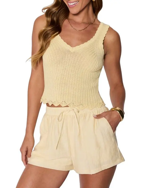 VICI Lisa Ribbed Crop Tank - Yellow