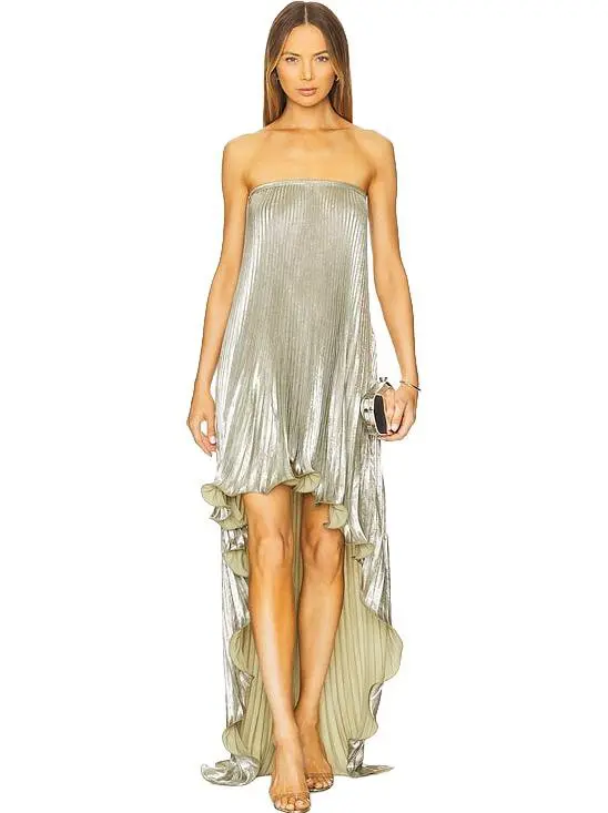 L'IDEE Feminite Pleated Dress - Sage