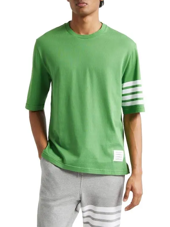Thom Browne 4-bar Cotton Jersey T-shirt - Green