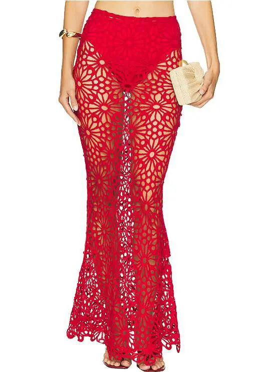 Norma Kamali Obie Maxi Skirt - Red