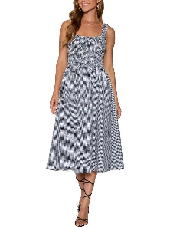 VICI Gingham Fit & Flare Dress - Black/ White