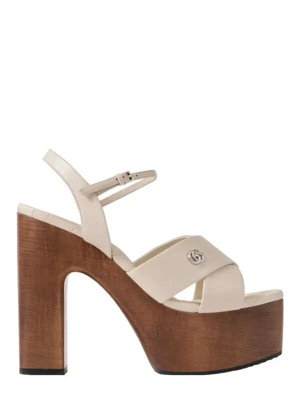 Gucci Marmont Gg Logo Platform Sandals - Cream