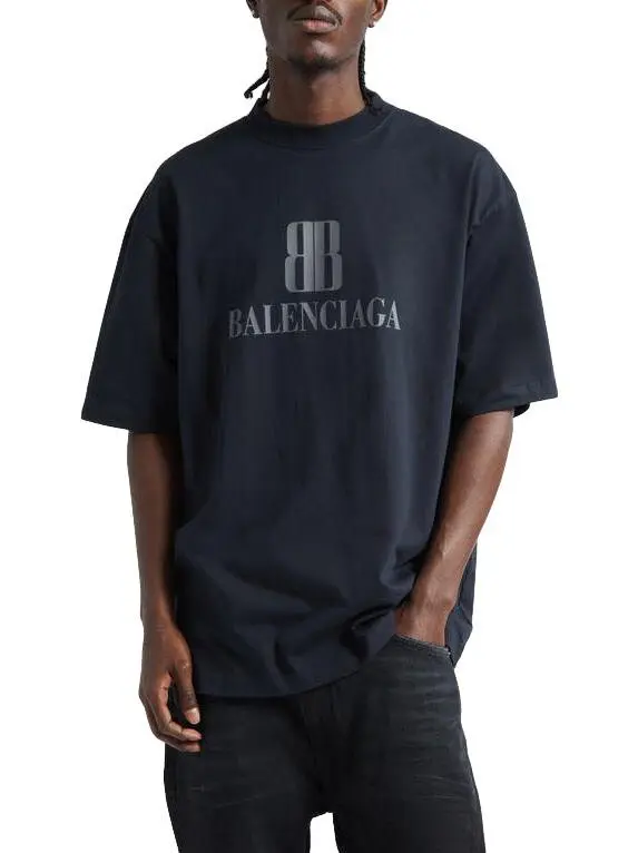Balenciaga Fit Nano Bb Logo Graphic T-shirt - Faded Black