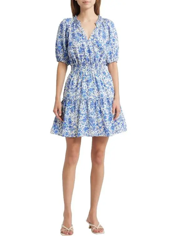 Rails Fiorella Floral Smocked Dress - Blue Marguerite