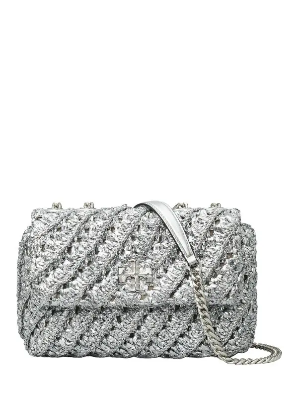 Tory Burch Kira Metallic Chevron Convertible Shoulder Bag - Silver