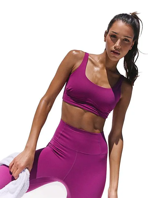 Free People Never Better Strappy Back Sports Bra - Deep Mulberry