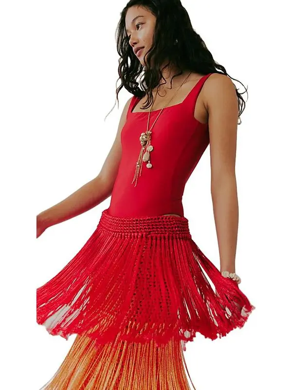 THE FARRA Baila Baila Skirt - Red