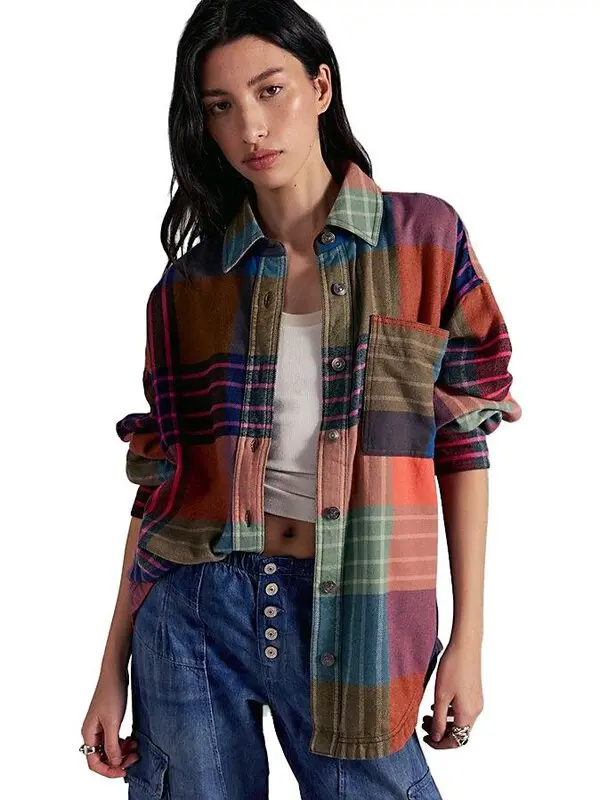 Free People We The Free Ashley Plaid Shirt - Ginger Combo