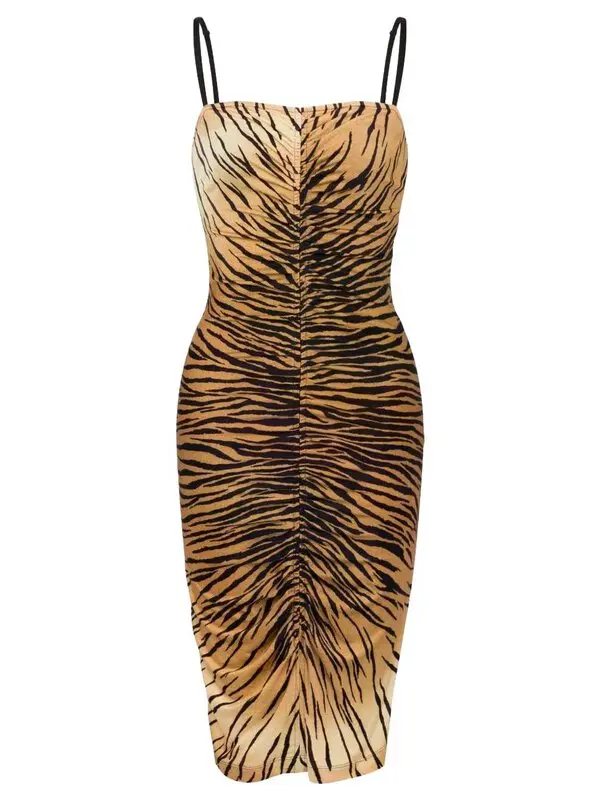 Moschino Zebra-print Midi Dress - Brown