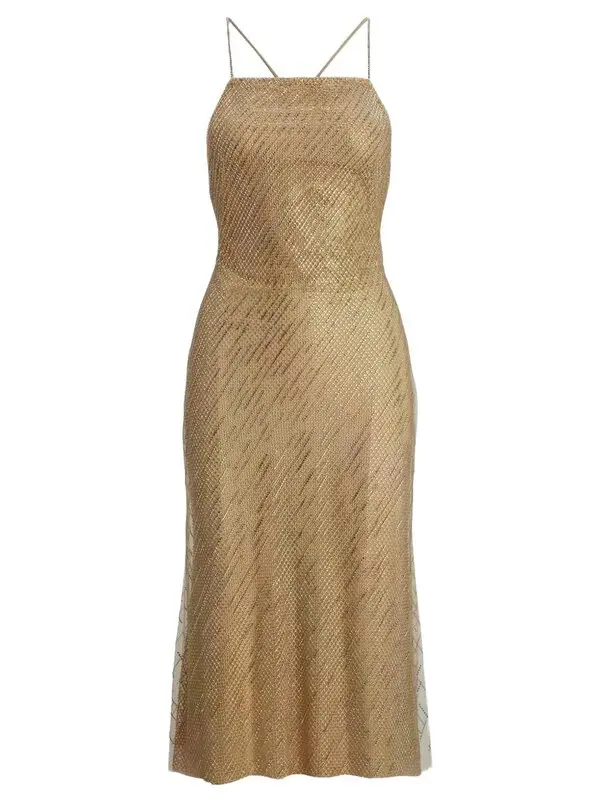Ralph Lauren Metallic Mesh Slip Dress - Neutrals