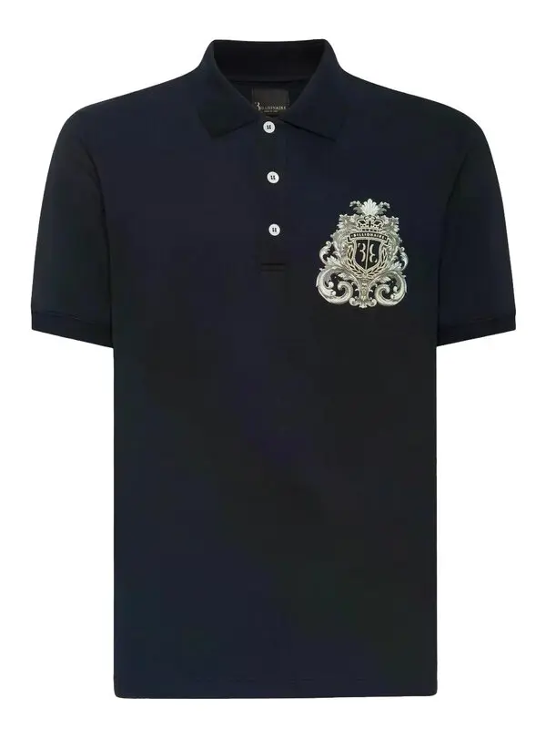 BILLIONAIRE Crest-embroidered Polo Shirt - Blue