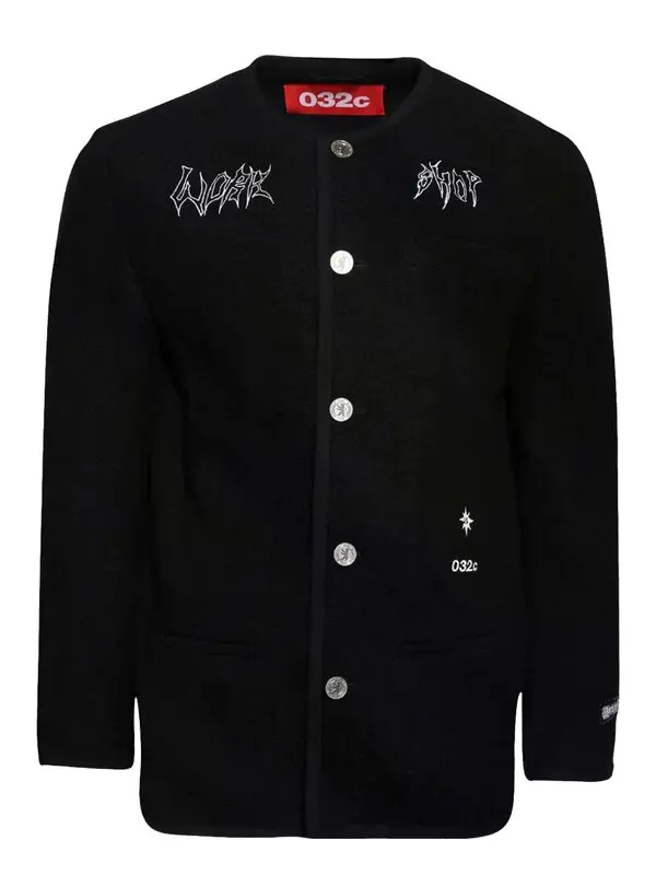032C Ghost Writer Button-up Embroidered Jacket - Black