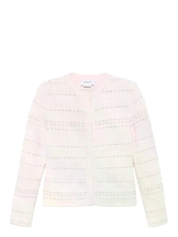 Thom Browne Seersucker Cotton Cardigan - Pink