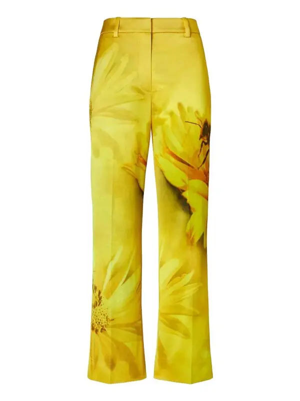 Tory Burch Floral-print Wide-leg Trousers - Yellow