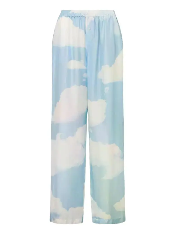 Moschino Cloud-print Wide-leg Trousers - Blue