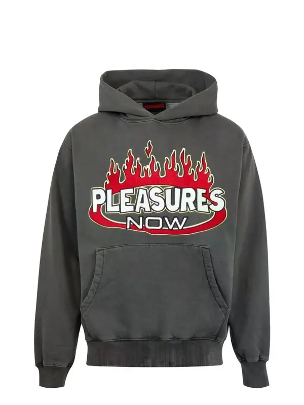 PLEASURES Flame-print Hoodie - Black