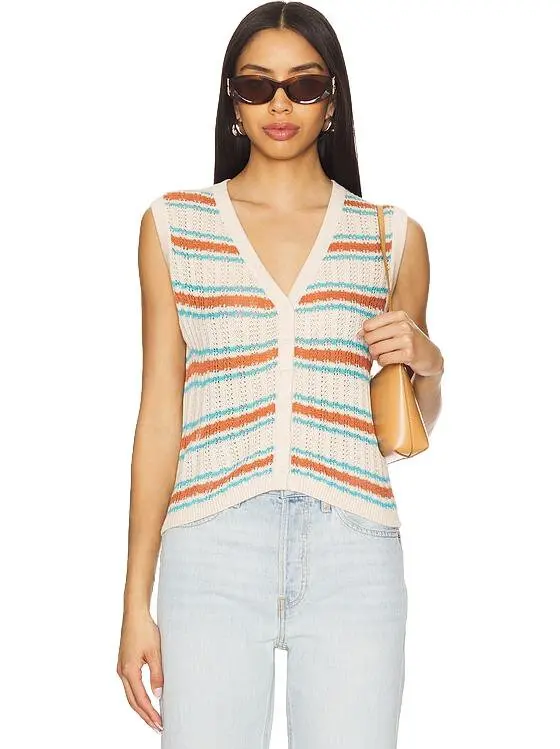 Lna Lou Sleeveless Cardigan - Sedona Stripe