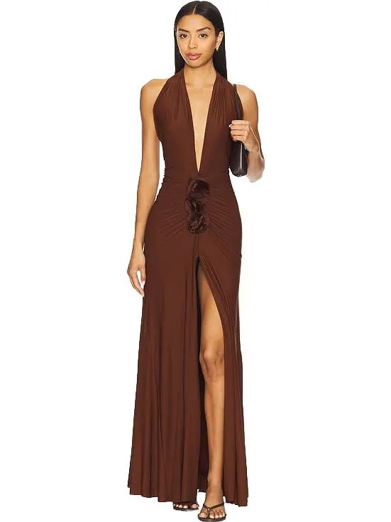 DEME BY GABRIELLA Elida Gown - Chocolate Brown