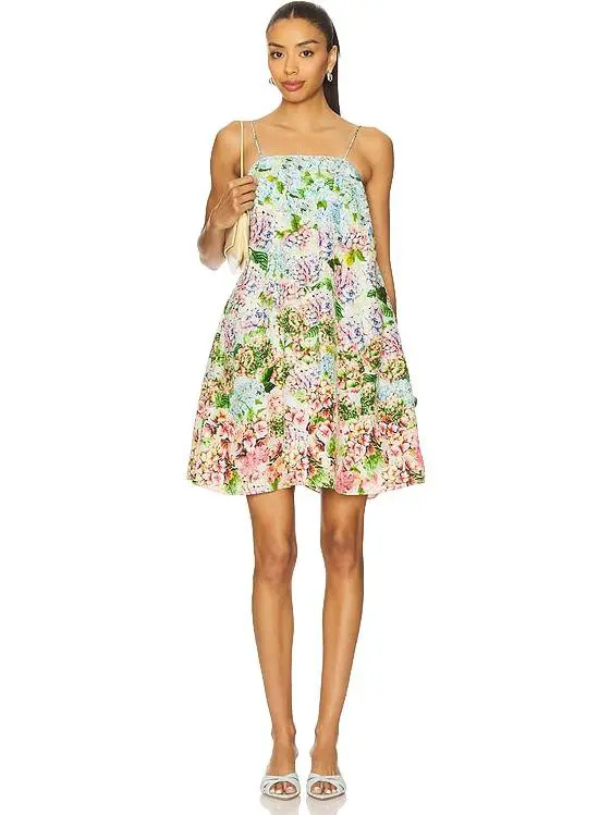 LA FUORI X Mini Dress - Petal Breeze Hydrangea Print